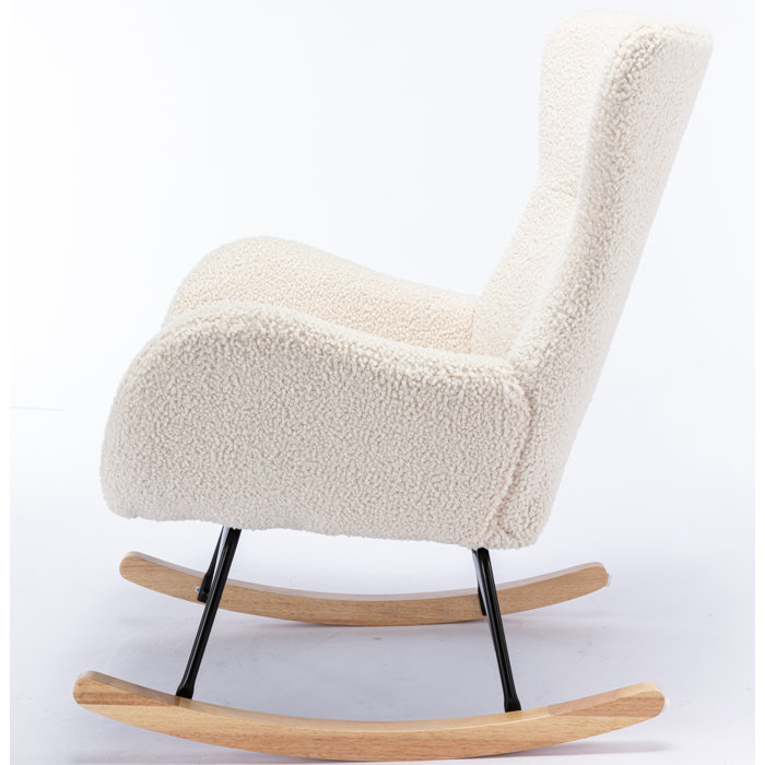 Corrigan Studio® Teddy Fabric Seat Rocking Chair With High Backrest And ... Corrigan Studio® Teddy Fabric Seat Rocking Chair With High Backrest And ...
